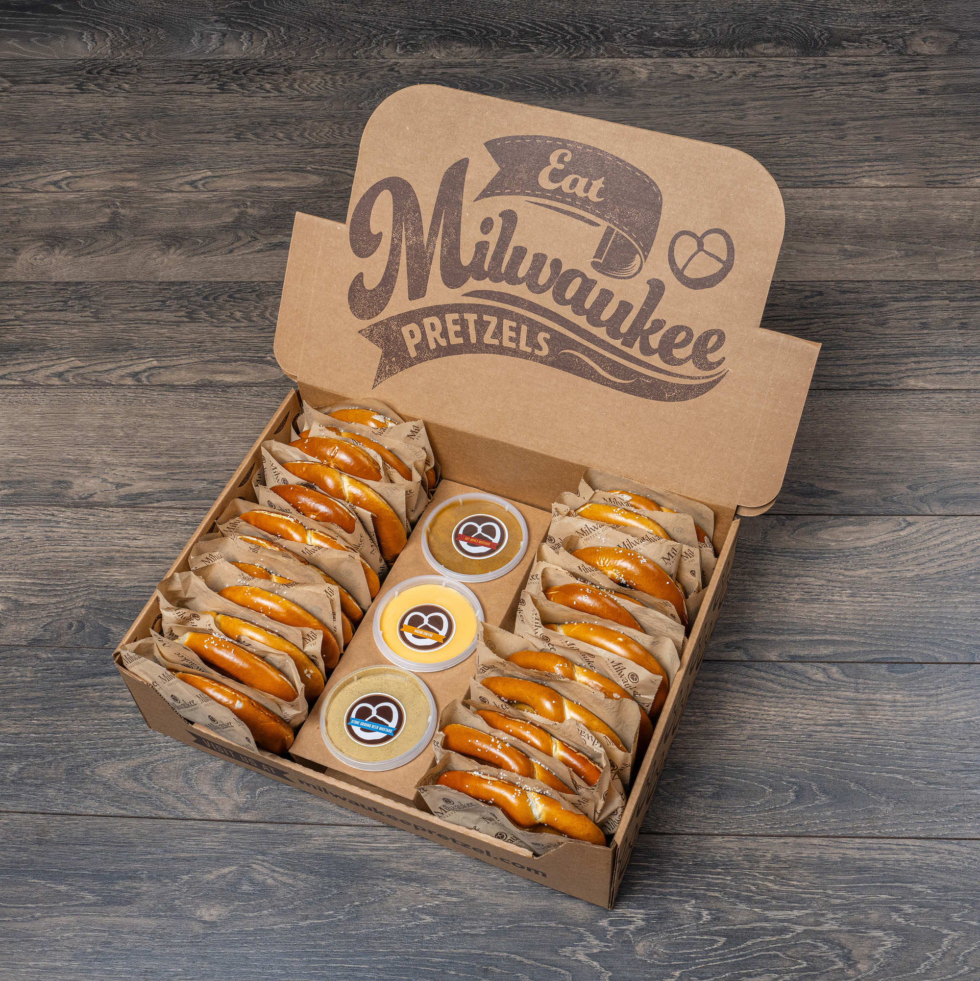 Catering Pick-Up At Milwaukee Pretzel Co. - 24 5oz Twists and Dips Rea